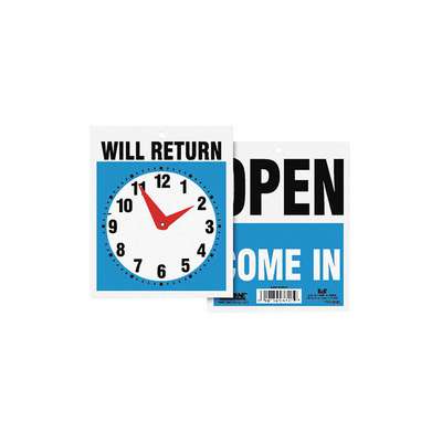 931845-8 Headline Sign Sign, Open/Will Return w/Clock Hands | Imperial ...