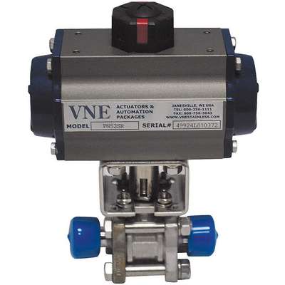 922462 1" Spring Return - Fail Close Pneumatic Actuated Ball Valve, 3 ...