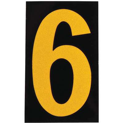 912030 Brady Number 6 Label, Retroreflective Sheeting, Character Height ...