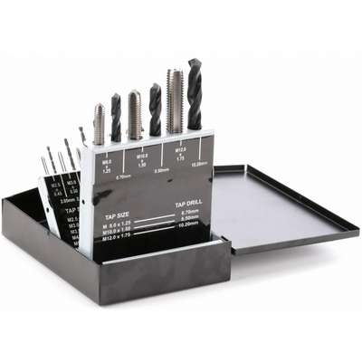 919048-2 18-Piece Metric 118° Drill Bit and Tap Set with M2.5 to M12 ...