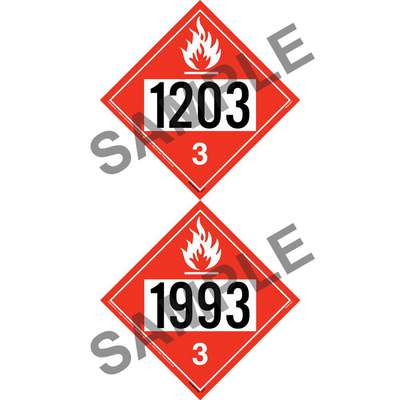 38579 1993/1203 Placard Class 3 Flammable, Polystyrene, Unlaminated ...