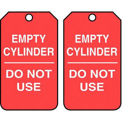 929324-9 Accuform Cylinder Tag, Sign Legend Empty Cylinder Do Not Use ...