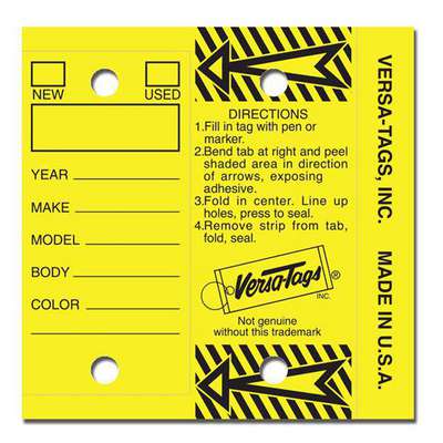 40345 Versa Tags Versa-Tags Key Tags Self Protecting Yellow | Imperial ...