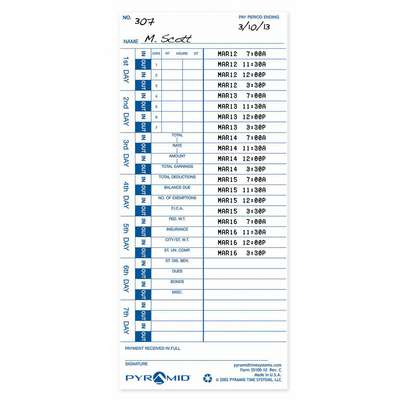 913379-9 Pyramid Time Card, Records Date and Time, 9" Height, 4" Width ...
