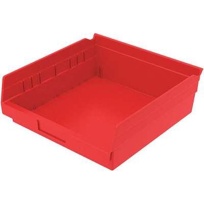 911719 Akro-Mils Shelf Bin: 11 5/8 in Overall L, 11 1/8 in x 4 in, Red ...