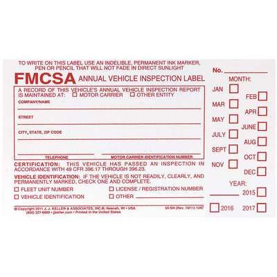 922635-7 Vehicle Inspection Decal: Carbonless, 1 Plies, 10 PK ...