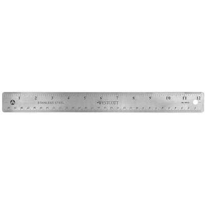 912544-9 Westcott Ruler: Inch/Metric, 1/16 in/1/32 in, 12 in Lg , 300 ...