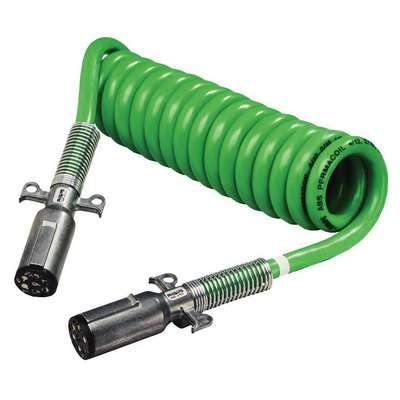 73897 Phillips Permacoil 15 ft. 7-Way ABS Cord Coiled, Green, Zinc Die ...