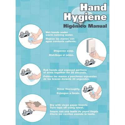 932258-9 Accuform Poster, Safety Banner Legend Hand Hygiene (Bilingual ...