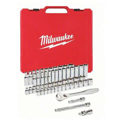 19509 Milwaukee Socket Wrench Set, Socket Size Range 1/4" to 1", 6 mm ...