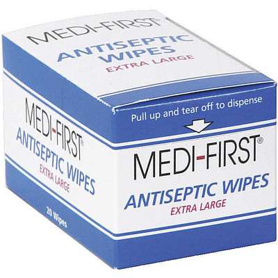 916229-5 Antiseptic Wipes, Box, Wrapped Packets, 5" x 8", PK 20 ...