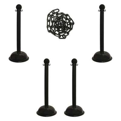 934859-4 Mr. Chain Barrier Post Kit, Height 41", Black, Post Material ...