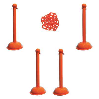 934859-6 Mr. Chain Barrier Post Kit, Height 41", Safety Orange, Post ...