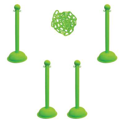 934859-7 Mr. Chain Barrier Post Kit, Height 41", Safety Green, Post ...