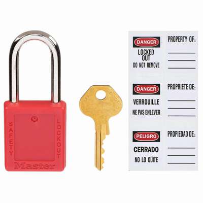 929247-1 Master Lock Red Lockout Padlock, Alike Key Type, Thermoplastic ...