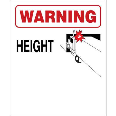 82746 Warning Height Label, Vinyl, Height: 10", Width: 14" | Imperial ...