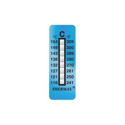 THERMAX 80610 Vertical Strip Non-Reversible Temp Indicator, 8 Points ...