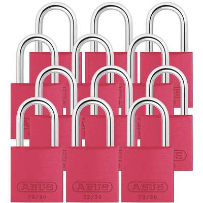 928074-3 Abus Lockout Padlock: Keyed Alike, Aluminum, Compact Body Body Size, Steel, Std, Red ...