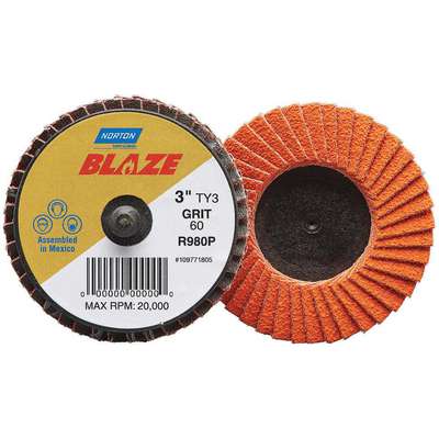 931069-1 Norton 3" Flap Disc, Type 3 Mounting Hole, Medium, 60 Grit ...