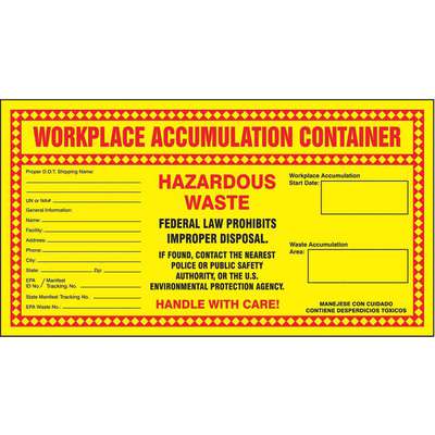 919424-2 Accuform Signs Hazardous Waste, DOT Handling Label, Vinyl ...
