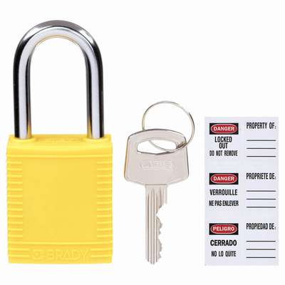 929979-5 Brady Yellow Lockout Padlock, Alike Key Type, Thermoplastic ...