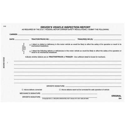 JJ KELLER 594 Simplified Vehicle Inspection Report | Imperial Supplies
