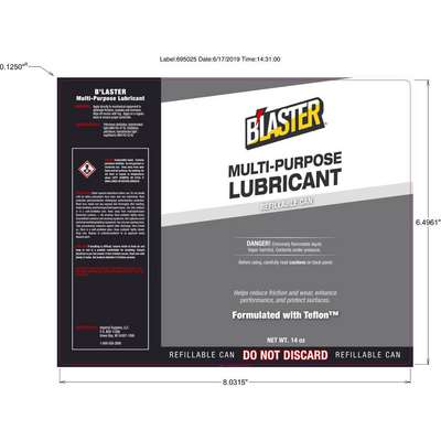9051-6 B'Laster Label For 14Oz Pb50 Blaster Lubricant Oil, 4604-4 ...