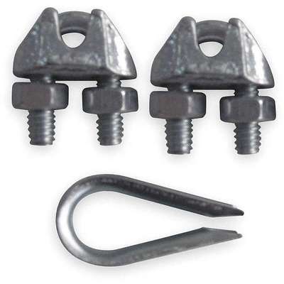 927066 Wire Rope Clip and Thimble Kit, U-Bolt, Stainless Steel, 1/4 ...