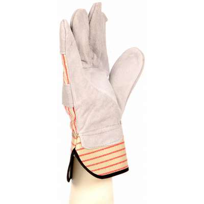 918740-7 Condor Cowhide Leather Work Gloves, Safety Cuff, Red Striped ...
