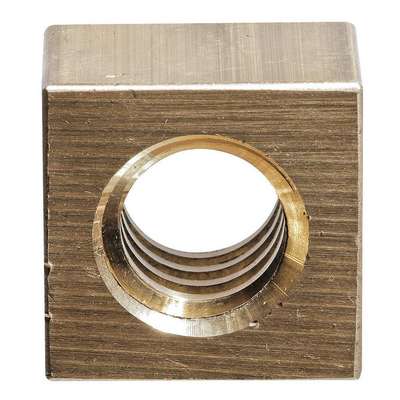 931990-2 Square Nut: 1/2"-10 Thread Size, Brass, 1/2 in Ht, 7/8 in Wd ...