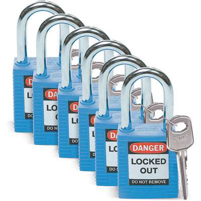 920679-7 Brady Blue Lockout Padlock, Different Key Type, Thermoplastic ...