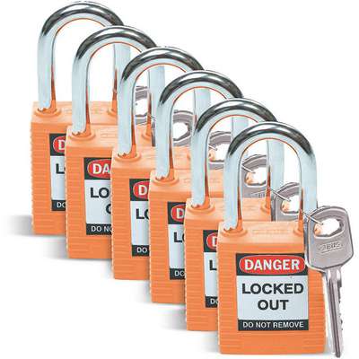920283-3 Brady Orange Lockout Padlock, Different Key Type ...