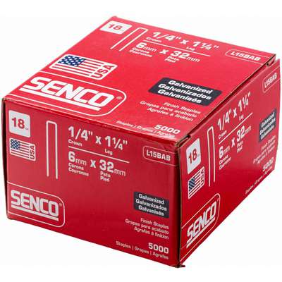 912303-5 Senco Staples, 18 ga., 1-1/4" Length, Steel, Galvanized, Stick ...