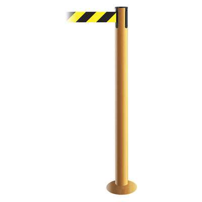 941524-9 Tensabarrier Fixed Barrier Post with Belt: Steel, Yellow, 36 1 ...