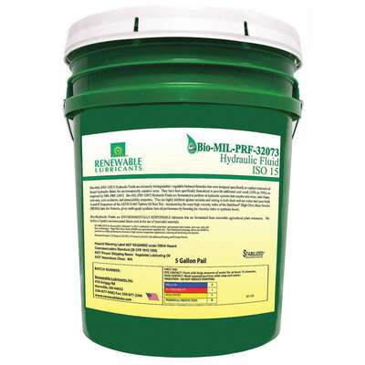 941545-6 Renewable Lubricants Hydraulic Oil: Vegetable Oil, 5 gal, Pail ...