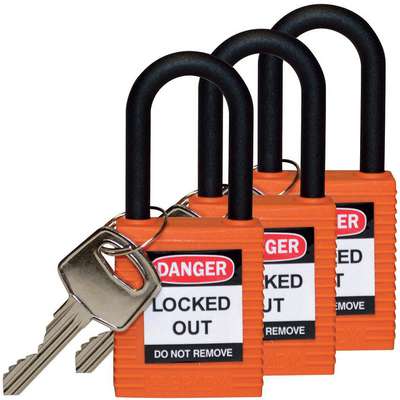 925858-7 Brady Orange Lockout Padlock, Alike Key Type, Thermoplastic ...