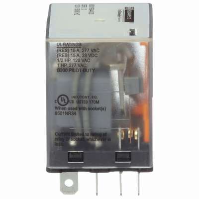 931959-7 Square D General Purpose Relay, 120V AC Coil Volts, 15A @ 277V AC Contact Rating ...