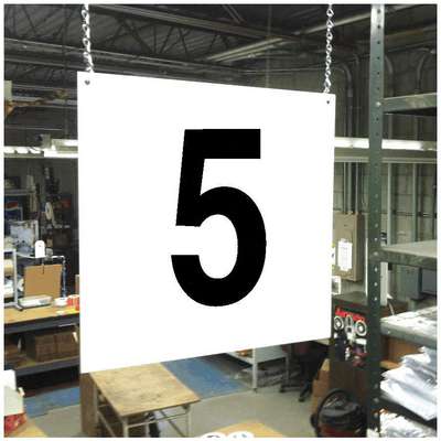 917251-1 Hanging Aisle Sign, Number 5, PVC Board, Height: 12", Width ...