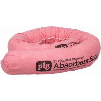 925499-7 PIG Absorbent Sock for Chemical & Hazmat Spills; 3-5/6 ft. L ...
