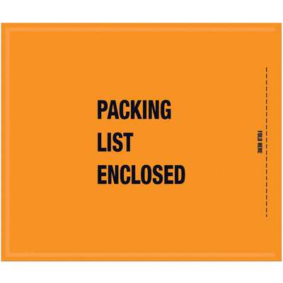 923578-7 Orange, Side Loading Packing List Envelope; 8-1/2" H x 10" W ...