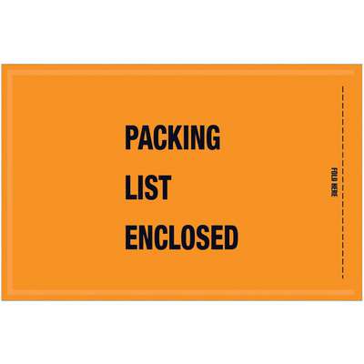 923582-2 Orange, Side Loading Packing List Envelope; 5-1/4" H x 8" W ...