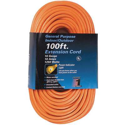 911795-9 Power First 100 ft. Indoor, Outdoor Lighted Extension Cord ...