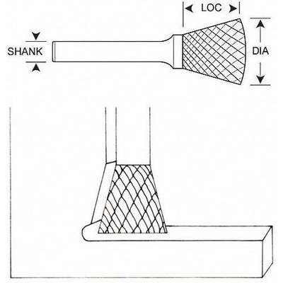 922847-8 Monster Carbide Bur, Shape Inverted Cone, Cutter Dia. 3/8 ...