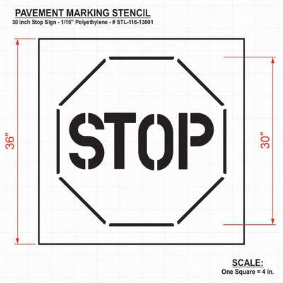 935804 Rae Stop Sign Pavement Stencil, Polyethylene, Character Height ...