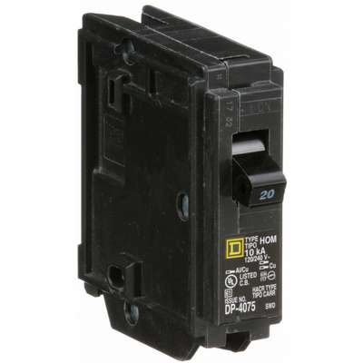 922179-7 Square D Plug In Circuit Breaker, HOM, Number of Poles 1, 20 ...