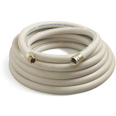 919655-2 Washdown Hose: 1 in Hose Inside Dia., 300 psi, -40° to 200°F, White, 50 ft Hose Lg ...
