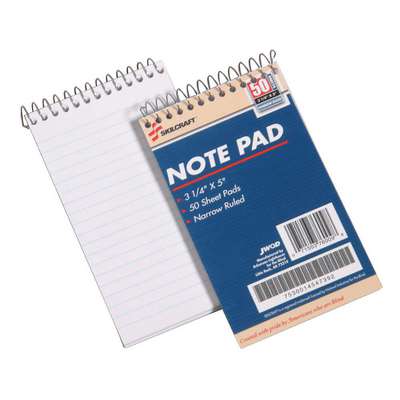 941305-6 Ability One Notepad: 3-1/4 in x 5-1/2 in Sheet Size, Narrow ...