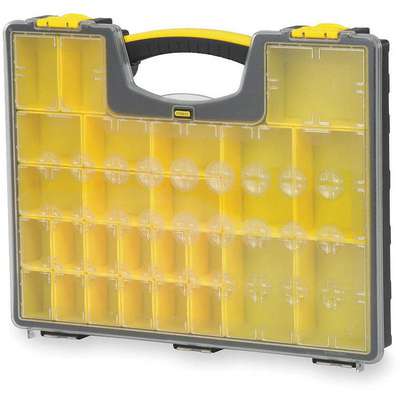 913062-7 Stanley Compartment Box, Black/Yellow, 2-1/8"H x 13-1/4"L x 16 ...