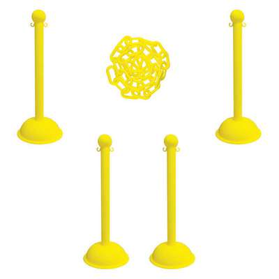 932495-1 Mr. Chain Barrier Post Kit, Height 41", Yellow, Post Material ...