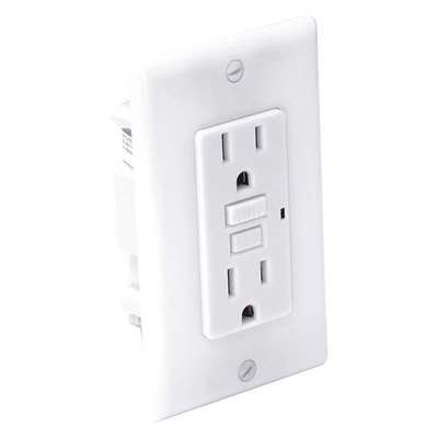 930961-5 GFCI Receptacle: Duplex, 5-15R, 15 A, 125V AC, White, 2 Poles ...